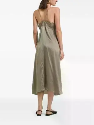 IRO PARIS Lace-trim Satin Midi Dress