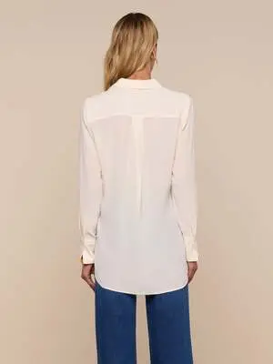 L'Agence Babette Silk Blouse Top - Ecru