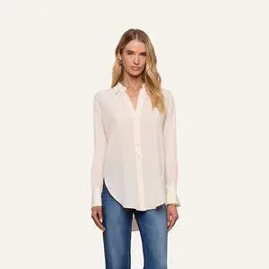L'Agence Babette Silk Blouse Top - Ecru