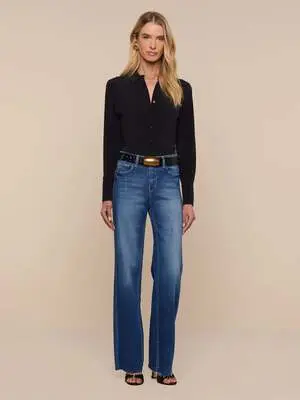 L'Agence Babette Silk Blouse Top - Black