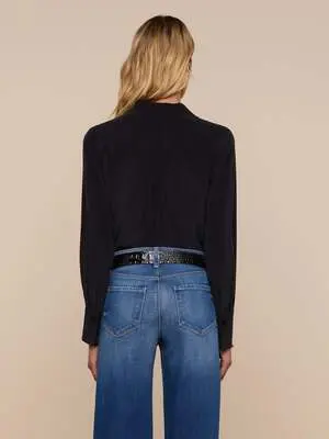 L'Agence Babette Silk Blouse Top - Black
