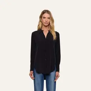 L'Agence Babette Silk Blouse Top - Black