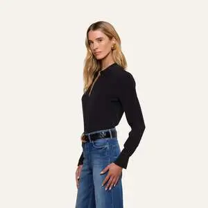 L'Agence Babette Silk Blouse Top - Black