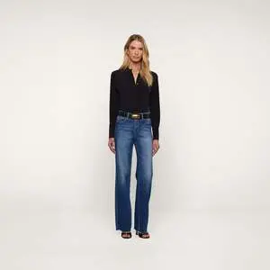 L'Agence Babette Silk Blouse Top - Black