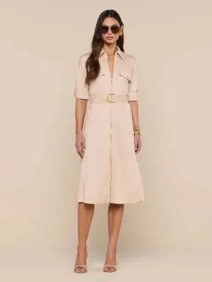 L'Agence Callen Shirt Dress - Biscuit
