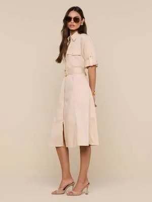 L'Agence Callen Shirt Dress - Biscuit