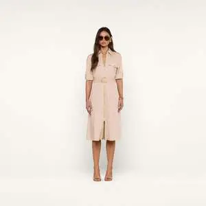 L'Agence Callen Shirt Dress - Biscuit
