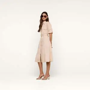 L'Agence Callen Shirt Dress - Biscuit