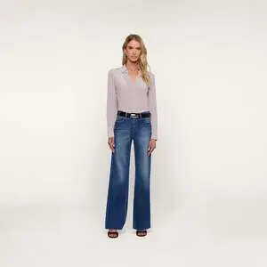 L'Agence Babette Silk Blouse Top - Light Pewter