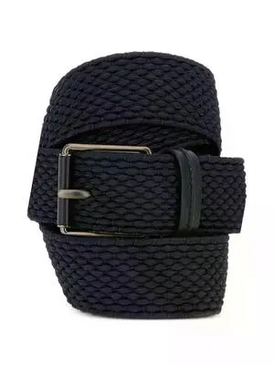 Zegna Woven Belt With Leather Trim