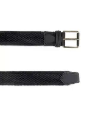 Zegna Woven Belt With Leather Trim
