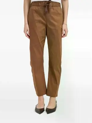 SEMICOUTURE Drawstring-waist Cropped Trousers - Brown