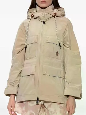 Moncler Beige Multi-pocket Hooded Coat - Neutrals