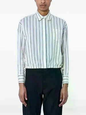 Moncler Striped Cotton & Silk Blend Shirt - Neutrals