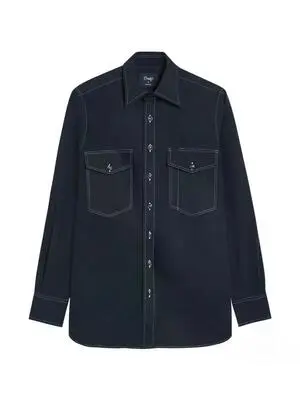 DRAKE'S Contrast-stitch Flap-pocket Shirt