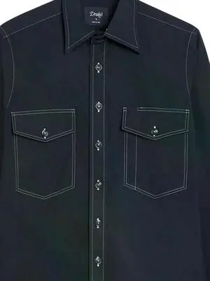 DRAKE'S Contrast-stitch Flap-pocket Shirt