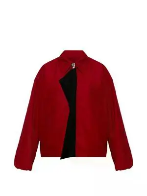 Loewe Embroidered-logo Zip-up Jacket With Draped Detail - Red