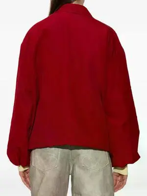 Loewe Embroidered-logo Zip-up Jacket With Draped Detail - Red