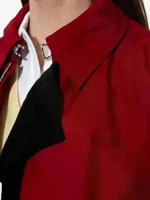 Loewe Embroidered-logo Zip-up Jacket With Draped Detail - Red