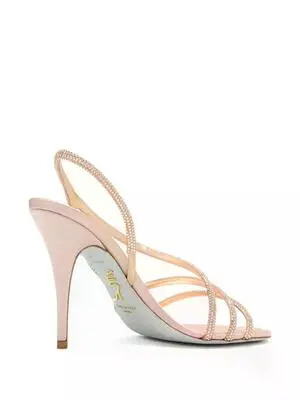 Rene Caovilla 10mm Erin Crystal-embellished Heeled Sandals - Neutrals