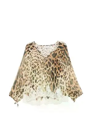 ERMANNO FIRENZE Georgette Leopard-pattern Blouse
