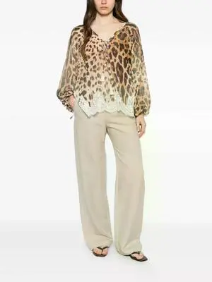 ERMANNO FIRENZE Georgette Leopard-pattern Blouse