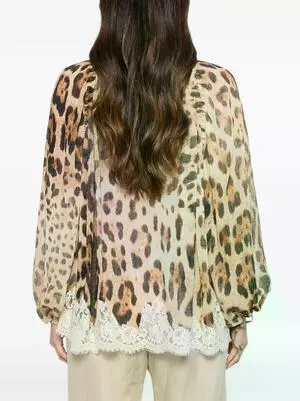 ERMANNO FIRENZE Georgette Leopard-pattern Blouse