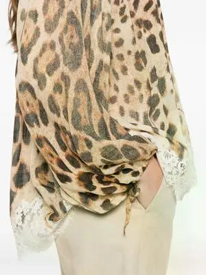 ERMANNO FIRENZE Georgette Leopard-pattern Blouse