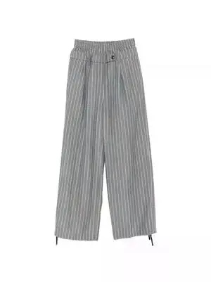 WHITE SAND Pinstripe Trousers With Drawstring Cuffs - Grey