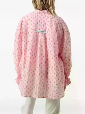 American Vintage Sailboat Print Ruffled Shirt - Pink
