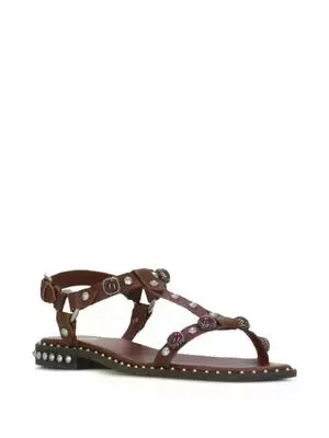 Ash Podium Leather Flat Sandals - Brown