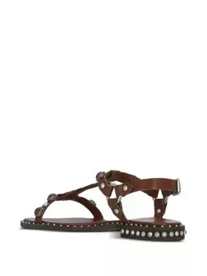 Ash Podium Leather Flat Sandals - Brown