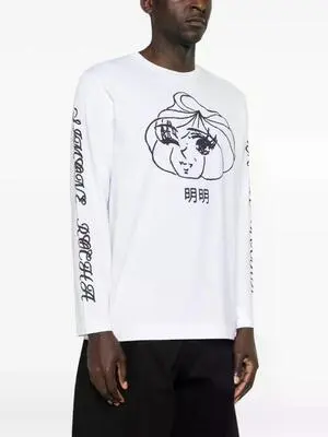 Simone Rocha Dim Sum Graphic-print Long-sleeve T-shirt - White