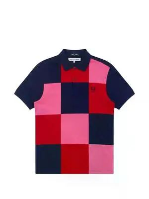 Comme Des Garçons X Fred Perry Patchwork-design Polo Shirt - Blue