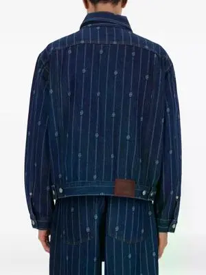 Drole De Monsieur Monogram-print Striped Denim Jacket