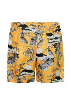 MAUNA KEA Landscape-print Swim Shorts - Yellow
