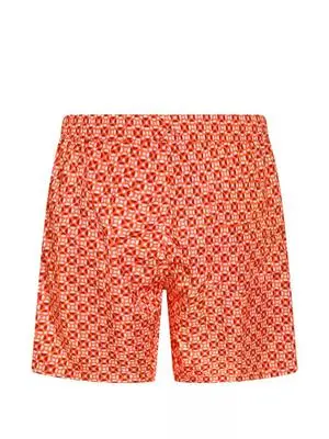 Altea Geometric Print Drawstring Swim Shorts - Orange