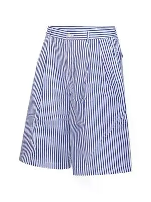 Comme Des Garçons Striped Pleated Shorts - Blue