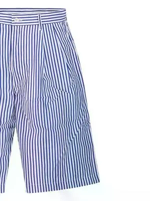 Comme Des Garçons Striped Pleated Shorts - Blue