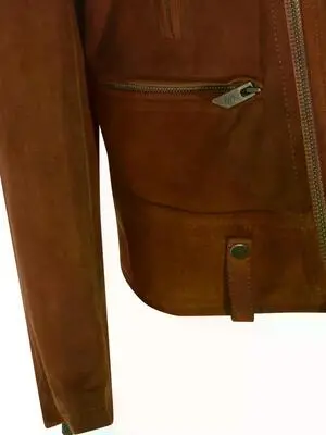 SALVATORE SANTORO Suede Biker Jacket - Brown