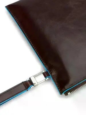 PIQUADRO Leather Clutch With Logo Plaque