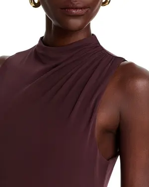 Hugo Boss Eylai Gathered Mock Neck Midi Dress