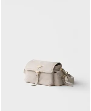 Prada Medium Nappa Leather Shoulder Bag With Flap - Beige