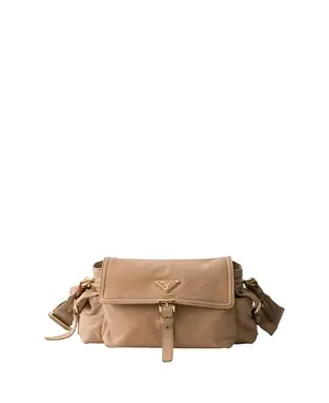 Prada Medium Nappa Leather Shoulder Bag With Flap - Neutral