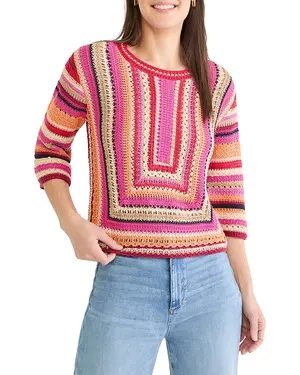 NIC+ZOE Pastiche Mix Sweater - Red Multi