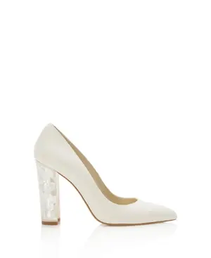 FREYA ROSE Camille Pointed Toe Pearl Heel Pumps - Ivory
