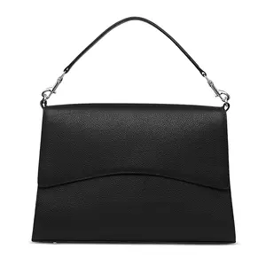 BY BANOO By Banoo Classic Slim Leather Briefcase Black Silver