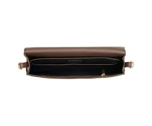 BY BANOO Classic Slim Leather Briefcase - Mocha/gold