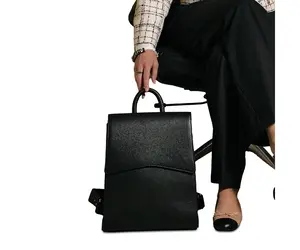 BY BANOO Core Collection City Leather Backpack - Black Silver