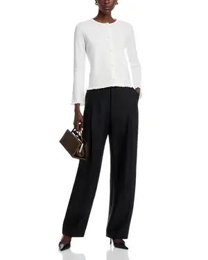 SIONI Faux Button Front Long Sleeve Sweater